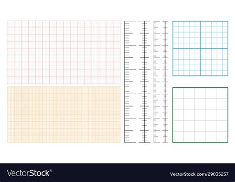 Metric Graph Paper And Corner Ruler Set Royalty Free Vector
