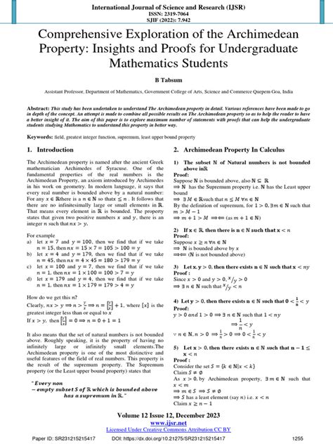 Comprehensive Exploration Of The Archimedean Property Insights And Proofs For Undergraduate