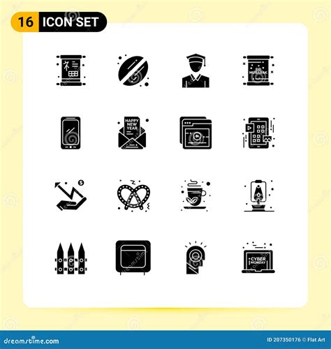 Stock Vector Icon Pack Of 16 Line Signs And Symbols For Mobile Phone Education Page Eid