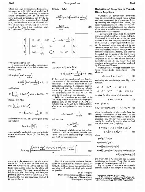Reduction Of Distortion In Tunneldiode Amplifiers Ieee Journals And Magazine Ieee Xplore