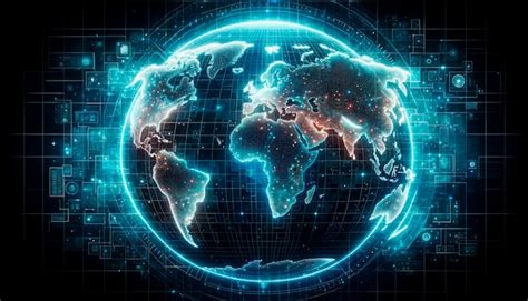 Premium Ai Image Advanced Digital World Map With Glowing Blue Connections On Circuit
