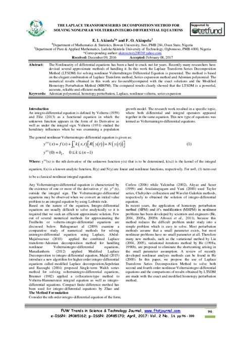 Pdf The Laplace Transform Series Decomposition Method For Solving