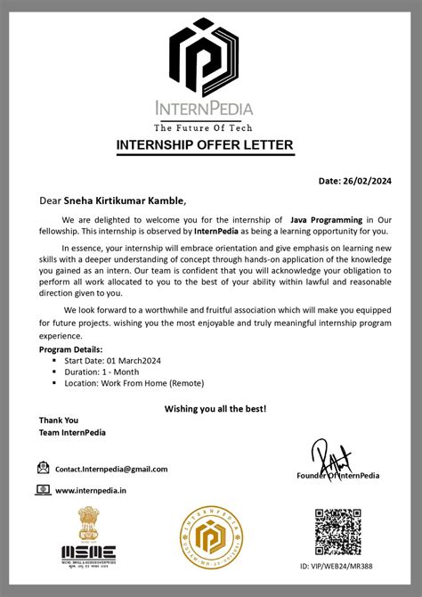 sneha k kamble on linkedin javadeveloper internship internpedia