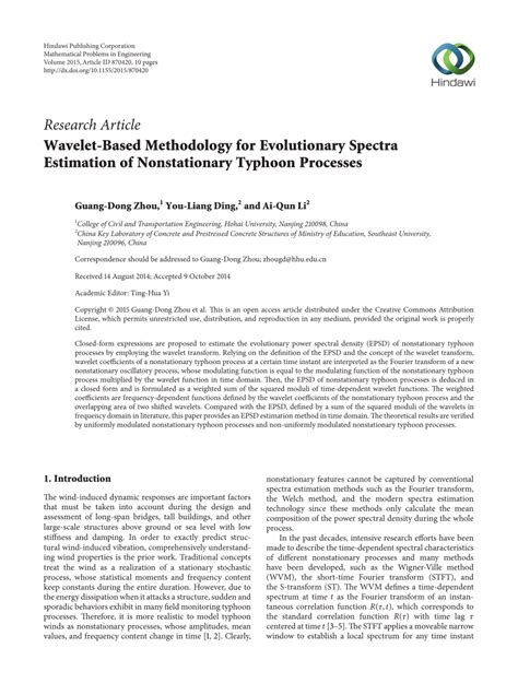 Pdf Wavelet Based Methodology For Evolutionary Spectra Estimation Of Nonstationary Typhoon