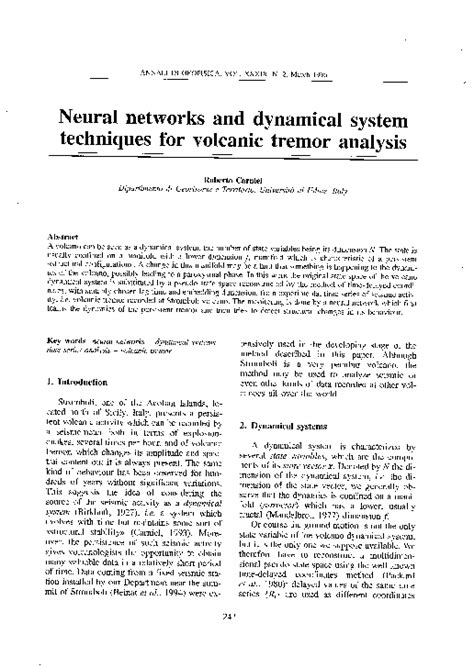 Pdf Neural Networks And Dynamical System Techniques For Volcanic Tremor Analysis