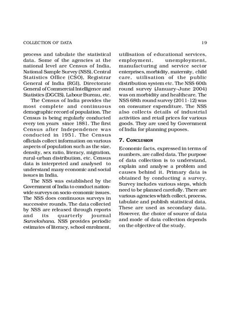 NCERT Book Class Economics Chapter Collection Of Data PDF AglaSem