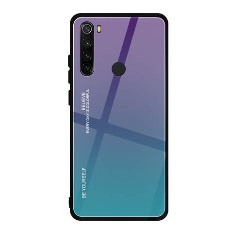 For Xiaomi Redmi Note 8 Gradient Color Glass Case Dark Purple