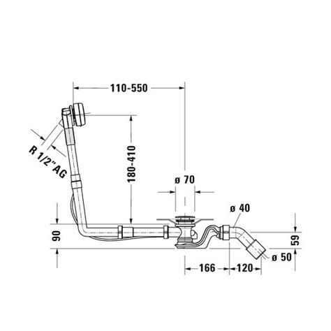 Duravit Ab Und Überlaufgarnitur Quadroval Drehgriff M Flexschlauch Bzl700mm Chrom