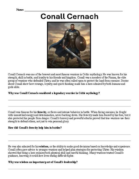 Conall Cernach Chunked Assignment Celtic Gods And Mythology Tpt