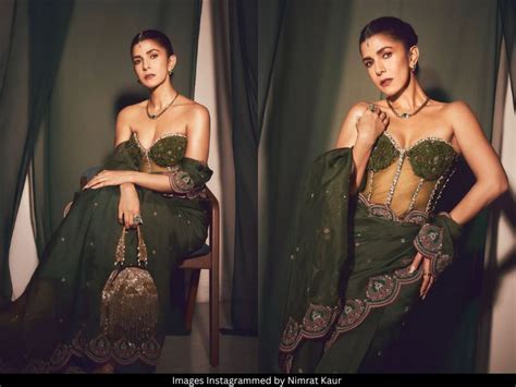 Nimrat Kaur Cures Our Monday Blues With Head Turning Green Corset Saree