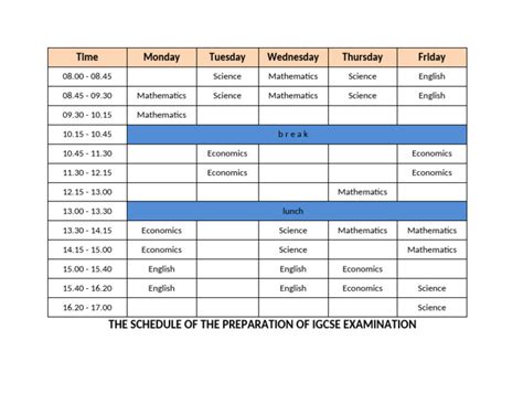 Igcse Prep Schedule Pdf