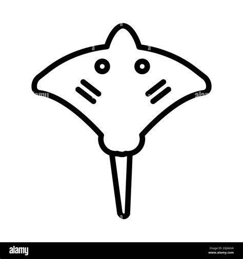 Stingray Icon Set In Thin Line Outline Style And Linear Vector Sign
