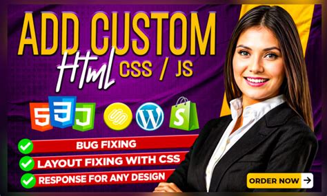 Add custom html, css, and js code to shopify, squarespace, and wordpress website by Jalpa_rai ...