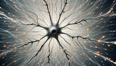 Ai Generated Illustration Of A High Tech Neuron Structure With Glowing