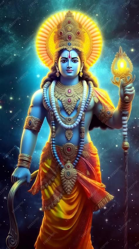Premium Photo Indian God Vishnu With Cosmic Space Background