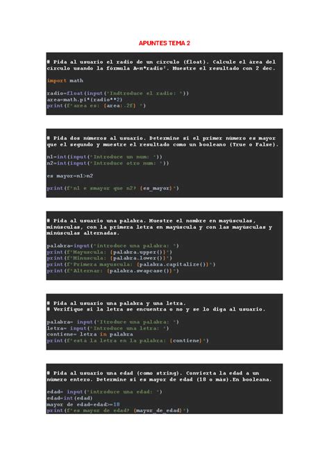 Ejercicios De Programación En Python Tema 2 Apuntes Studocu