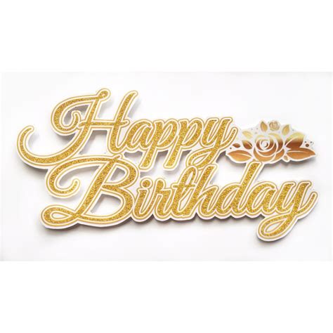Jual Tulisan Hbd Besar Gold Dan Hitam Utk Hiasan Cake Ultah Shopee