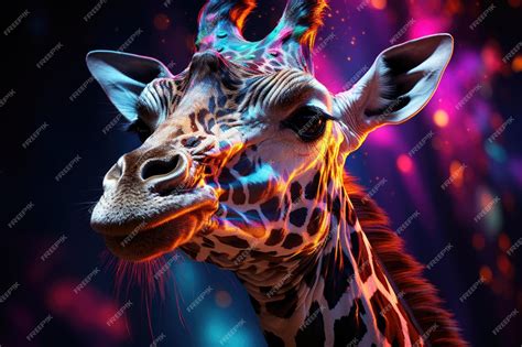 premium photo rgb lightning neon giraffe head