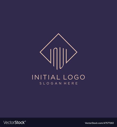 Initials Nu Logo Monogram With Rectangle Style Vector Image