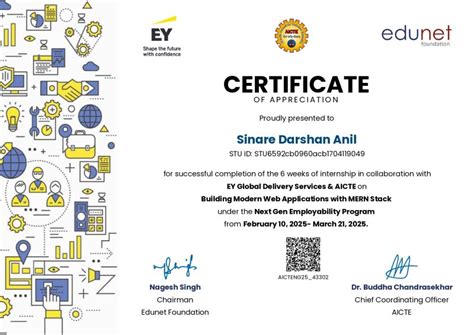 Mernstack Webdevelopment Internshipexperience Eygds Aicte Darshan Sinare