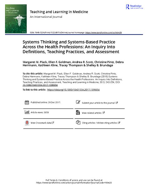 Systems Thinking And Systems Based Practice Across The Health