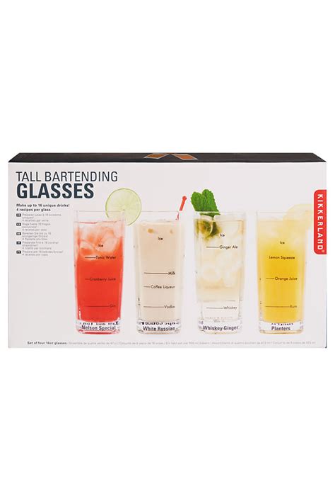 Set Of 4 Tall Bartending Glasses Joy