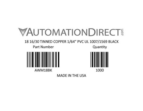 Awm Wire 18 Awg 500ft Spool Pn Awm18bk Automationdirect