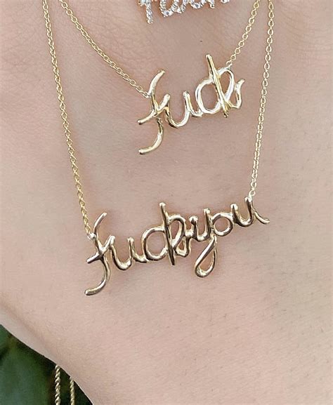 Plain Gold Cursive Fuck You Necklace Nina Segal Jewelry
