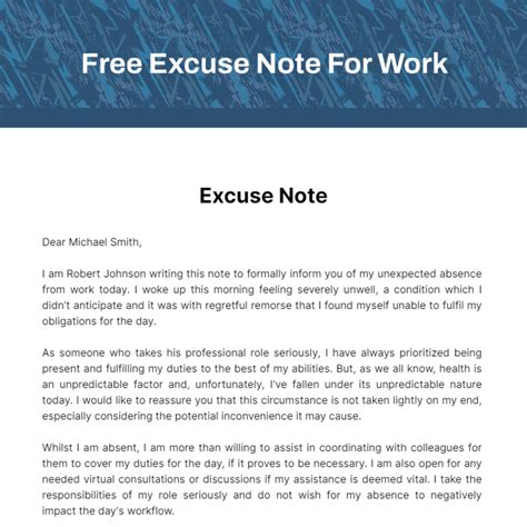 Free Excuse Note Templates And Examples Edit Online And Download
