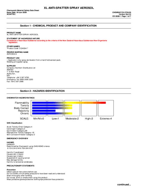 Fillable Online Material Safety Data Sheet Anti Spatter Spray Fax Email
