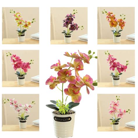 Artificial Orchids With Metal Pot Artificial Flower Succulent Home
