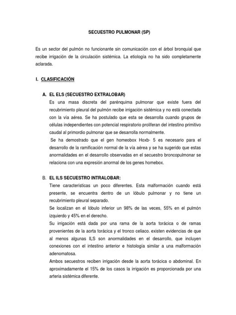 Secuestro Pulmonar Pdf Pulmón Especialidades Medicas