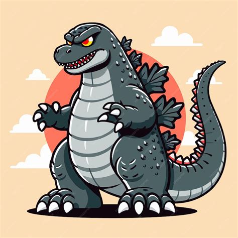 Premium Vector Godzilla Cute Cartoon Illustration