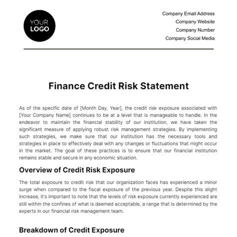 Free Finance Credit Risk Statement Template To Edit Online
