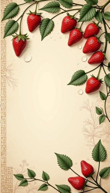 Free Elegant Strawberry Border Image Strawberries Botanical Border