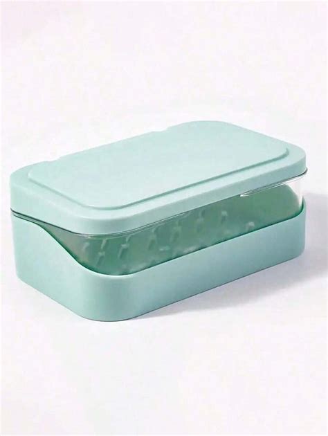 1pc Plastic Rectangle Soap Box Soap Container With Lid Portable Soap Case Soap Holder With Cover