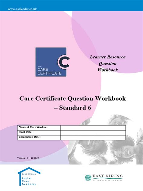 Care Certificate Question Workbook Standard 6 Pdf