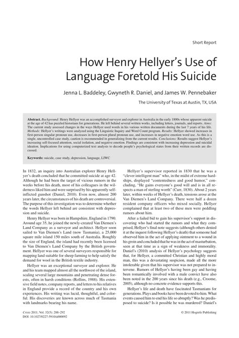 How Henry Hellyers Use Of Language Foretold His Suicide Request Pdf