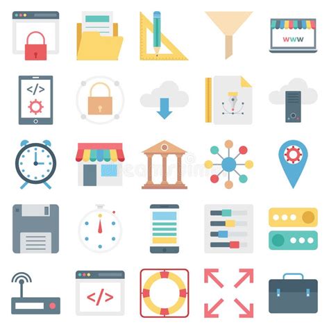 Web Design Data And Development Isolated Vector Icons Stock Vector