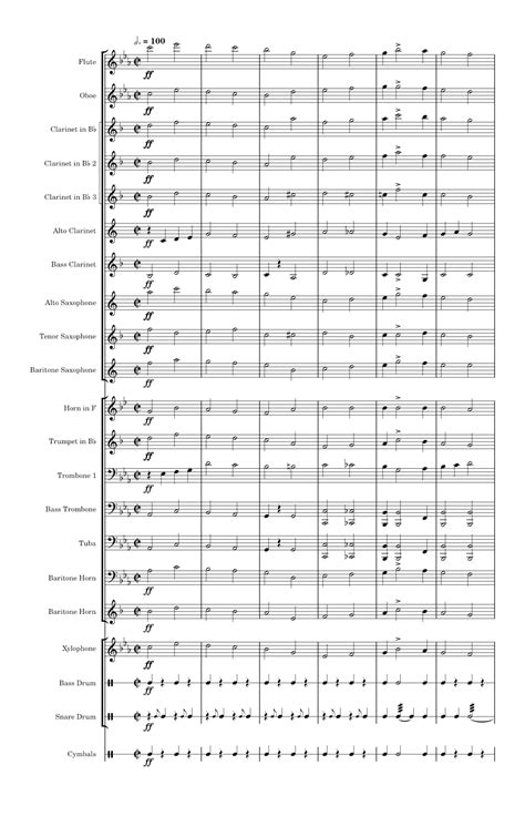 Notre Dame Victory March Sheet Music For Trombone Tuba Flute Oboe