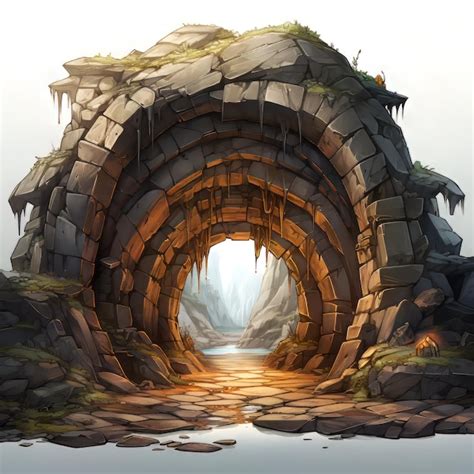 Premium Photo Fantasy Landscape With Cave Entrance Digital Art