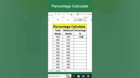 Calculate Percentage In Excel Msexcel Shorts Excel Tips And