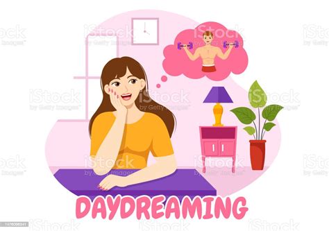 사람들은 평면 만화 손으로 그린 랜딩 페이지 또는 포스터 템플릿에 대한 거품에서 상상하고 환상을 가진 삽화를 공상합니다 감정에 대한 스톡 벡터 아트 및 기타 이미지 Istock