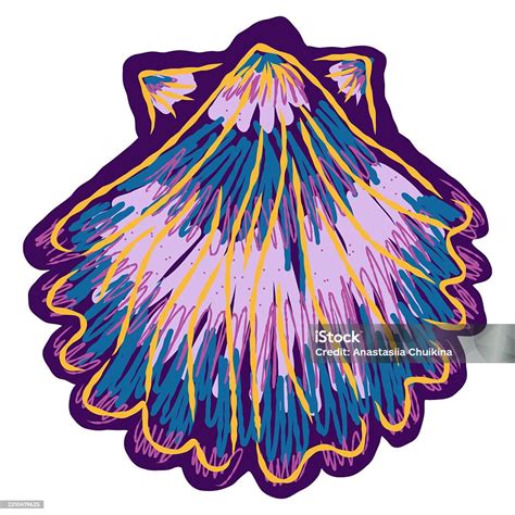 Shell In Stylized Technique Marine World Shell Texture Pencil Marker