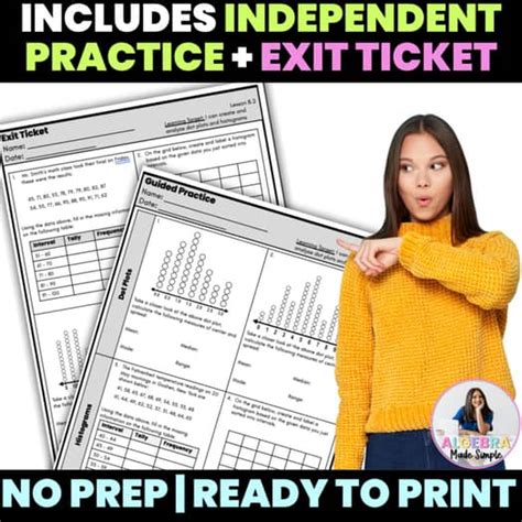 Dot Plots Histograms Middle School Math Guided Notes Bilingual Lesson Practice