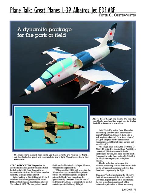Plane Talk Great Planes L 39 Albatros Jet Edf Arf 200906 Model