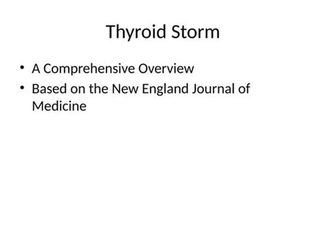 Thyroid Storm Presentation Management Pptx