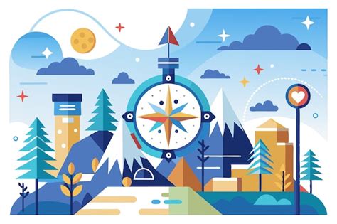 Compass Leading Through Mountainous Terrain With A Heart In Sight