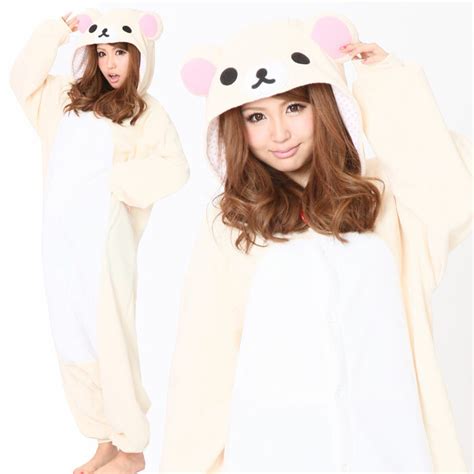 Korilakkuma Fleece Costume White Rilakkuma Fluffy Halloween Cosplay