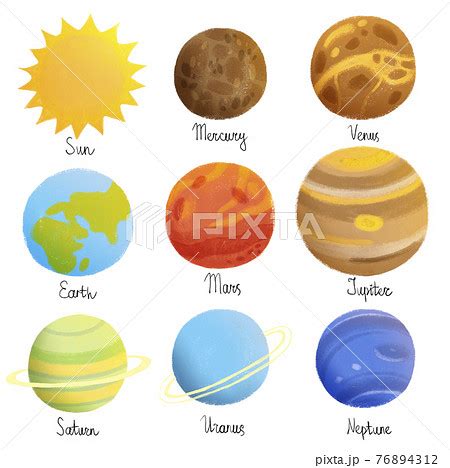 Planets Solar System White Background
